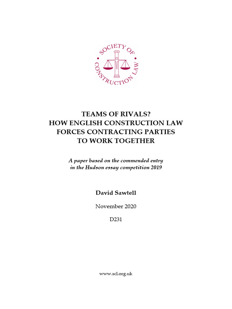 D231 - Teams of Rivals How English Construction Law Forces Contracting ...