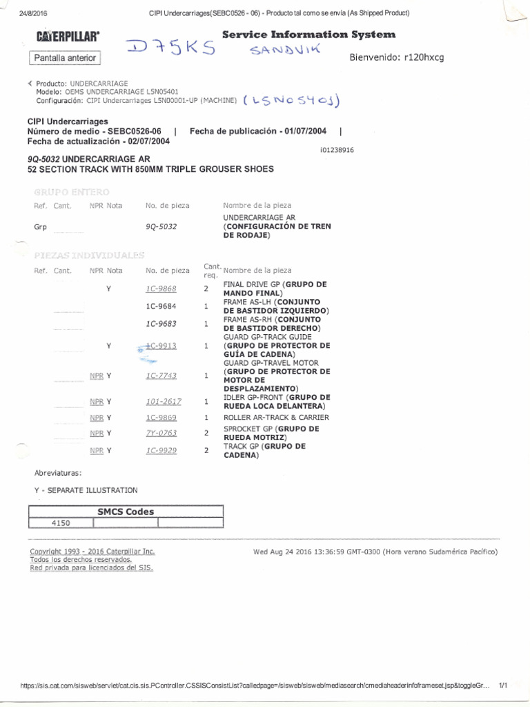 Desglose Bastidor D75KS | PDF