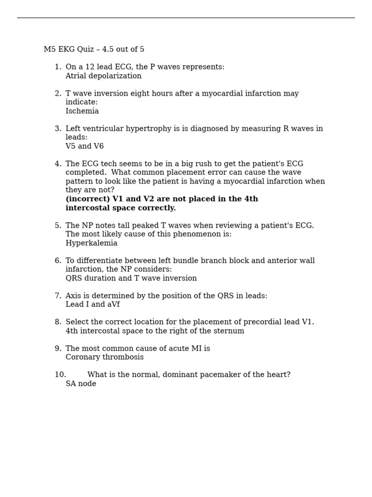 UTA 5337 CP1 M5 EKG Quiz | PDF | Electrocardiography | Clinical Medicine