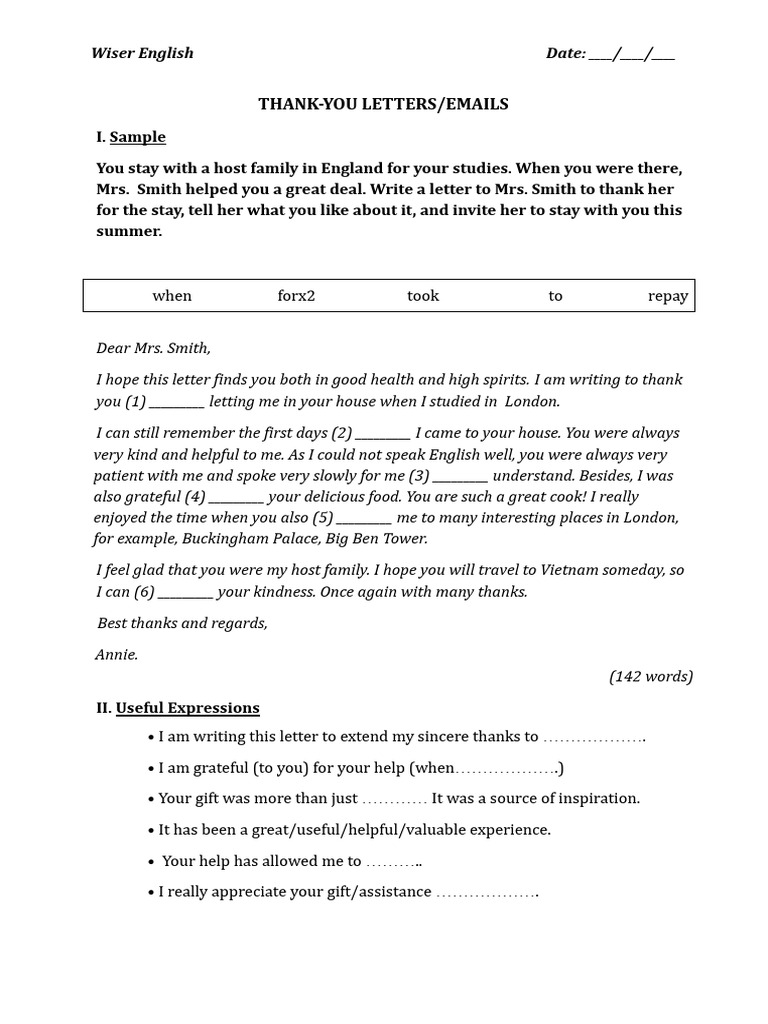 5. B1 VSTEP - Thank-you Letters | PDF