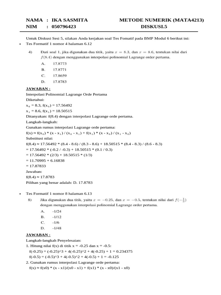 Diskusi 5, Metode Numerik | PDF