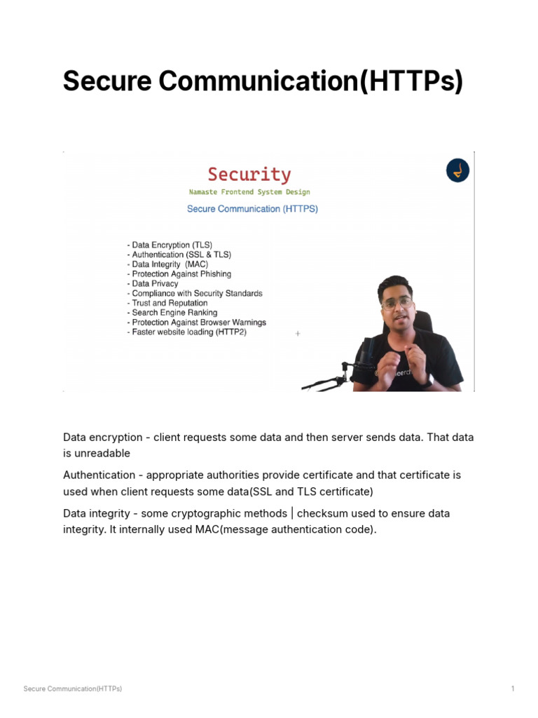 14.09. Secure Communication (HTTPS) Notes | PDF