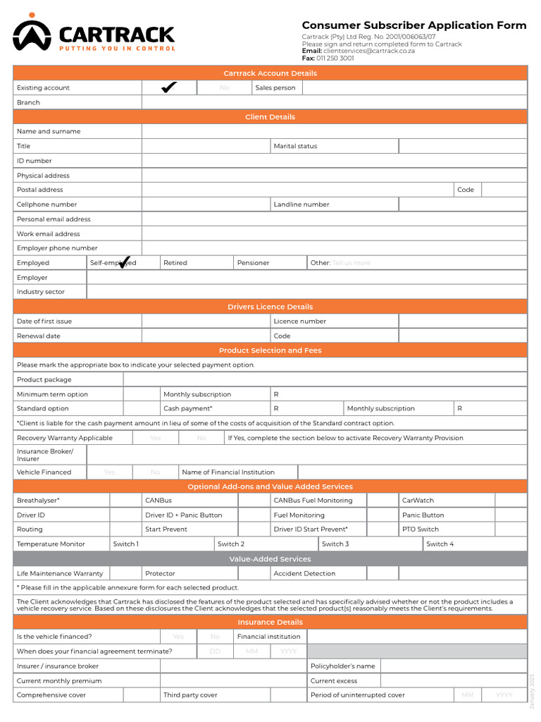 CT - Forms - Consumer Subscriber Form - 29 Jan 2025 + Ts & Cs | PDF ...