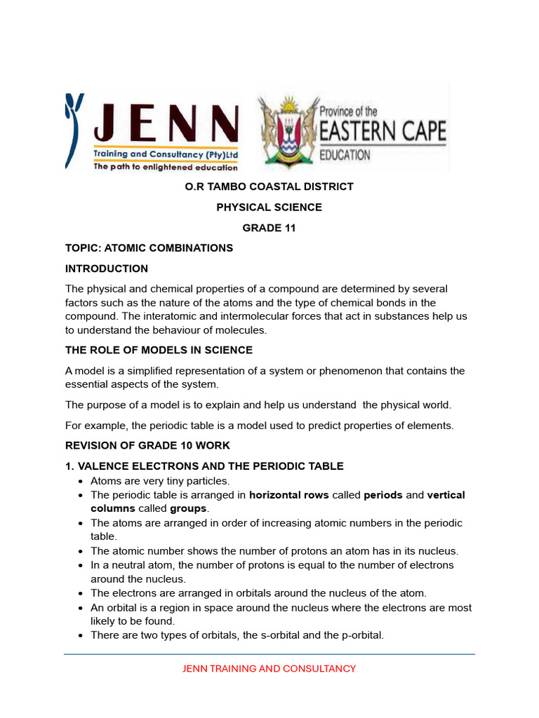 Atomic Combinations Grade 11 Term 2 2025 Final | PDF | Intermolecular ...