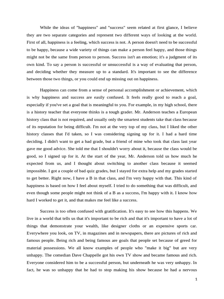 Sample of Writing-1 | PDF | Happiness | Goal