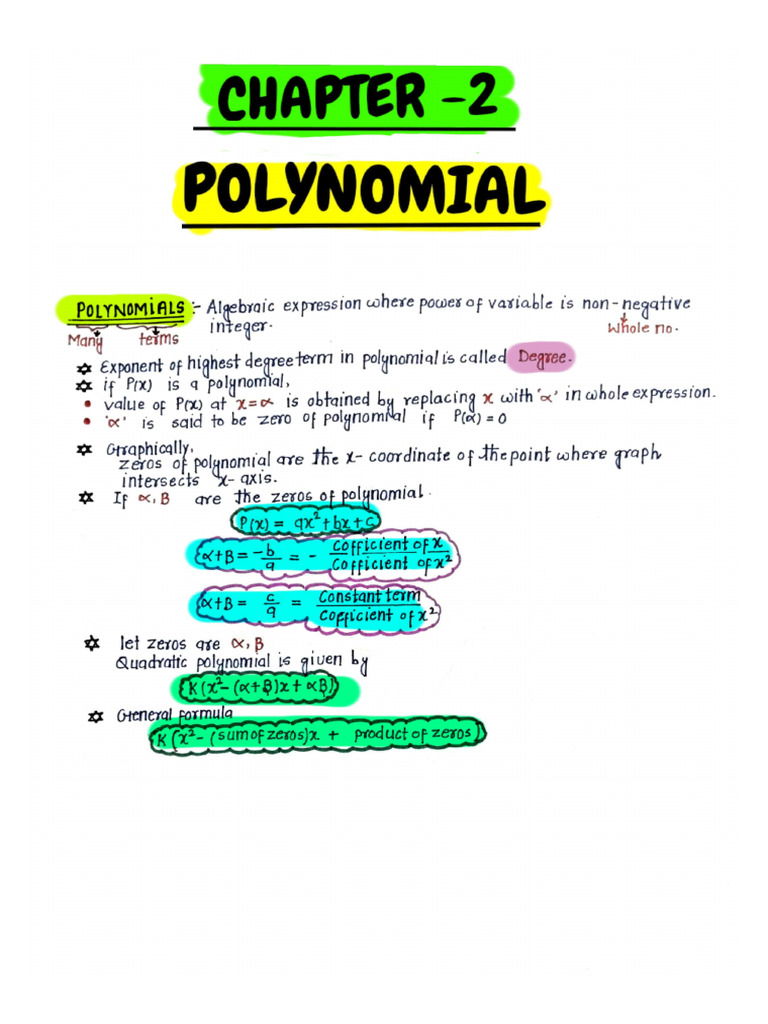 Polynomials Hand Written Notes | PDF