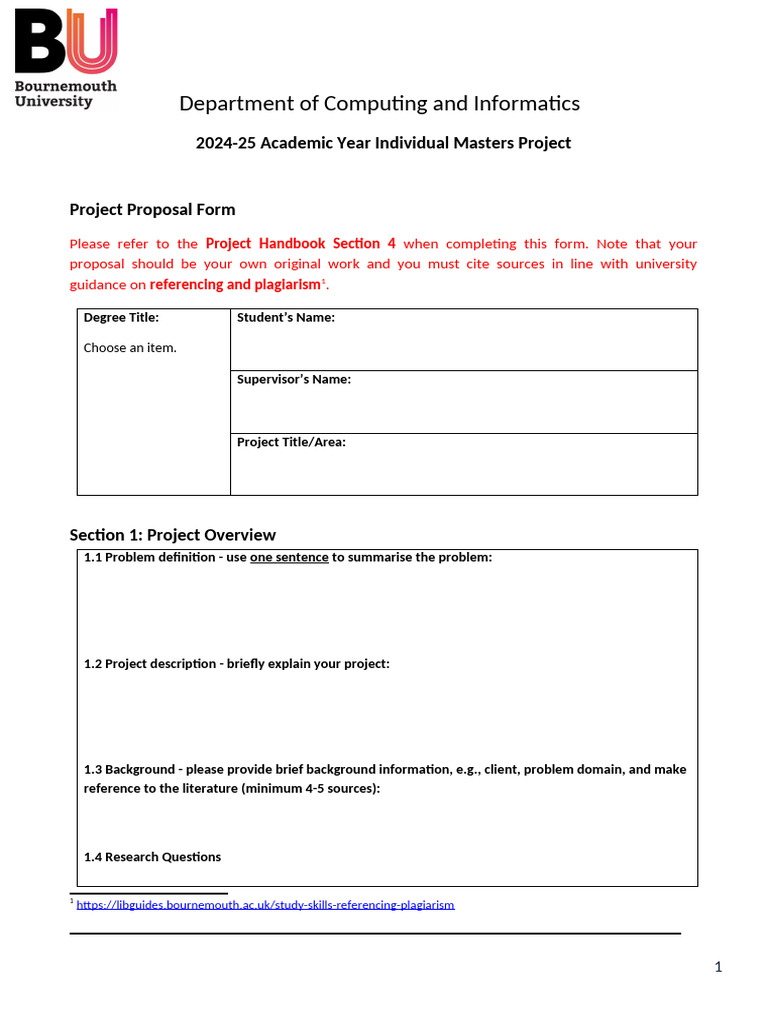Masters Project Proposal Form 2023-24 V21 | PDF | Computer Science