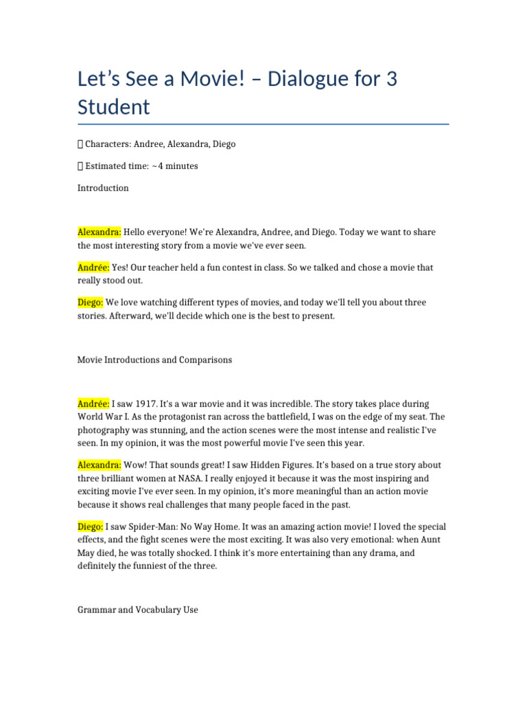 Lets - See - A - Movie - Dialogue ....... | PDF