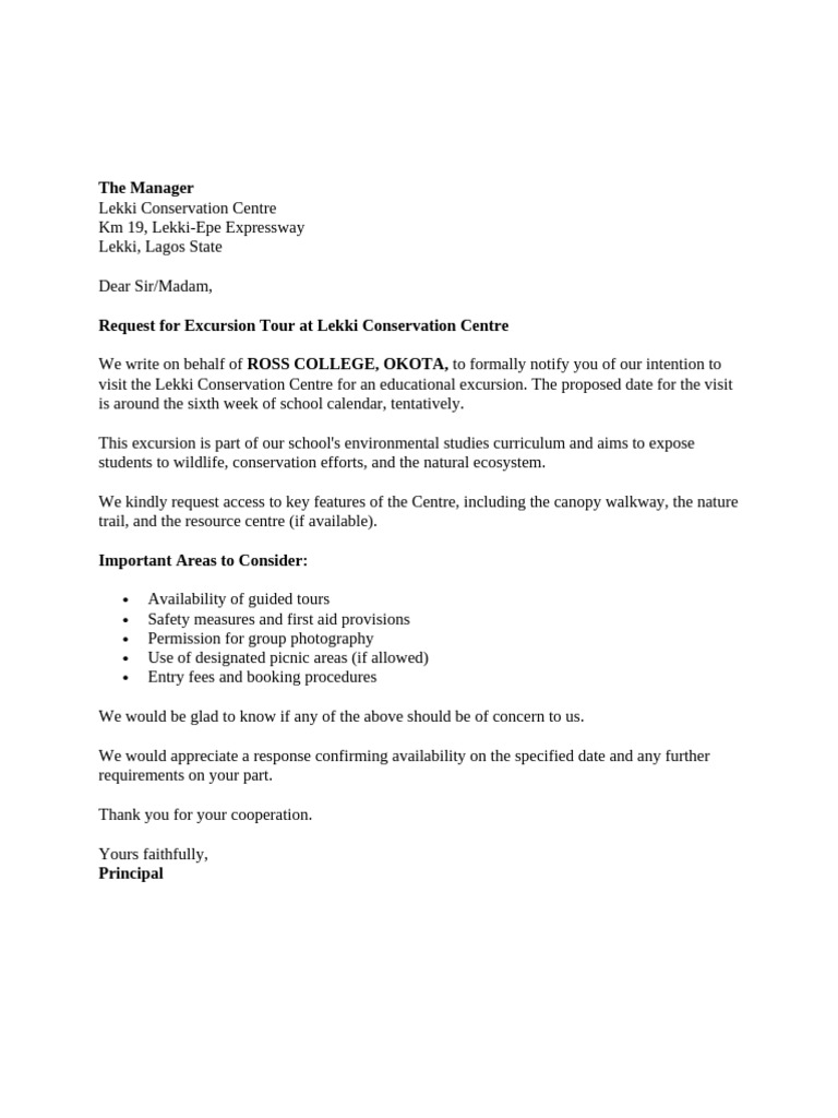 Letter To Lekki Conservation Centre | PDF