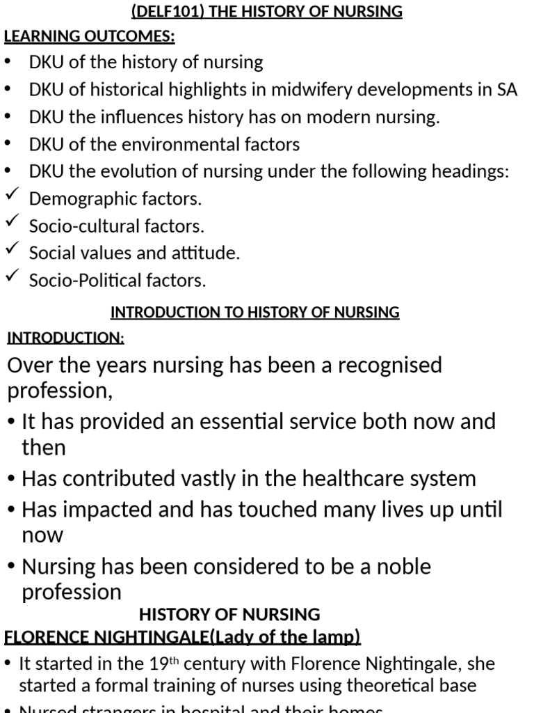 History and Evolution of Nursing | PDF | Midwife | Midwifery