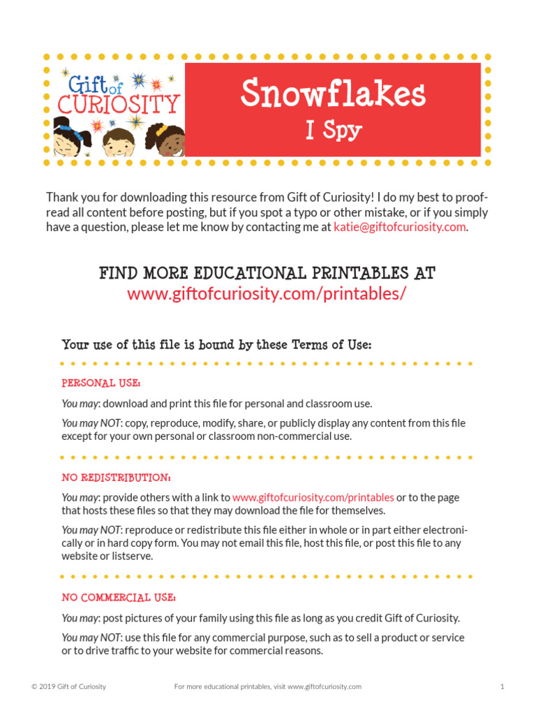 Snowflakes I Spy | PDF