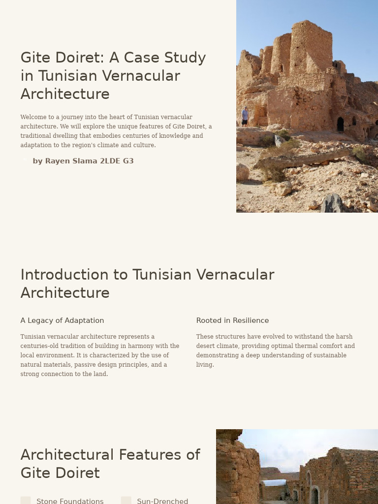 Gite Doiret A Case Study in Tunisian Vernacular Architecture | PDF | Building Insulation | Window