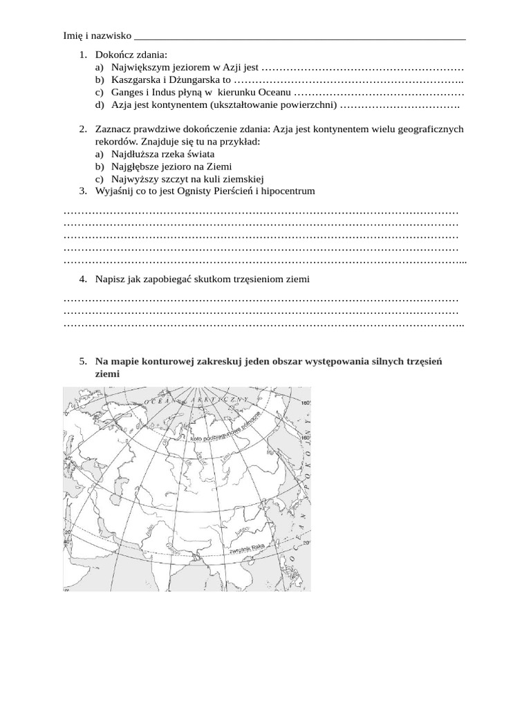 Klasa 8 - Geografia Środ - Przyr.wulkan-Kart | PDF