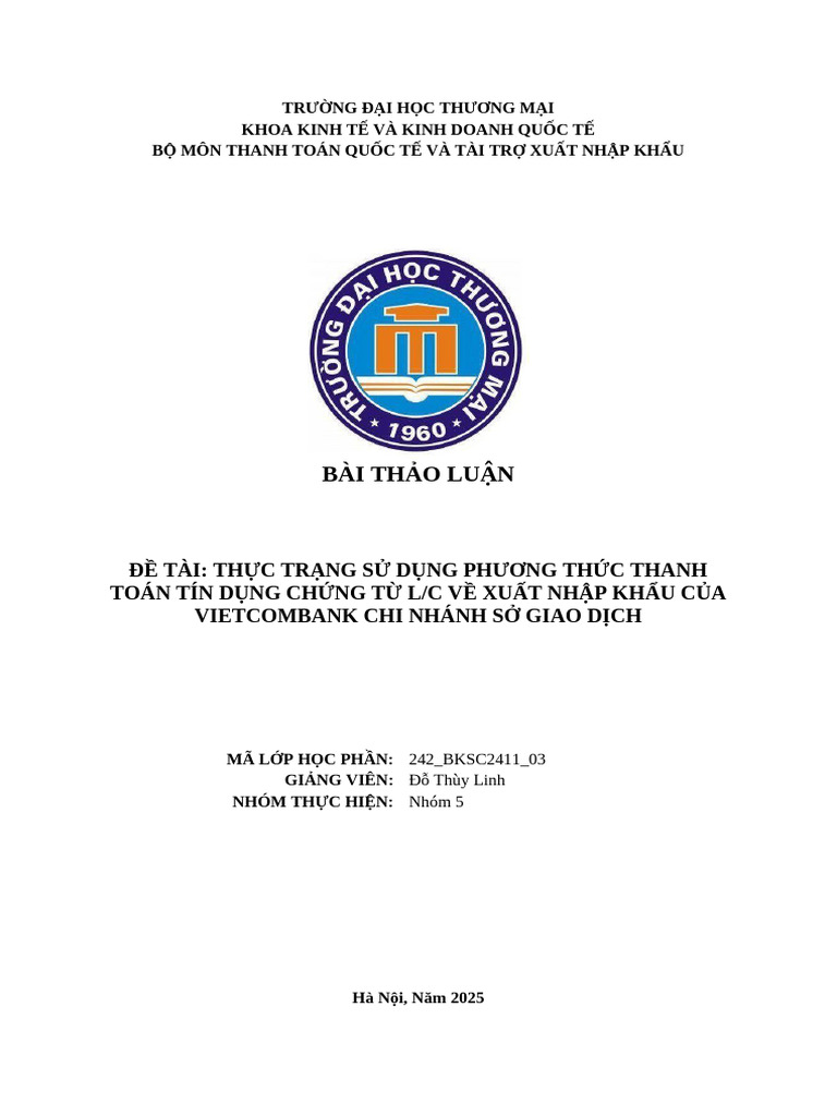 BTL Thanh Toán Quốc Tế Final | PDF
