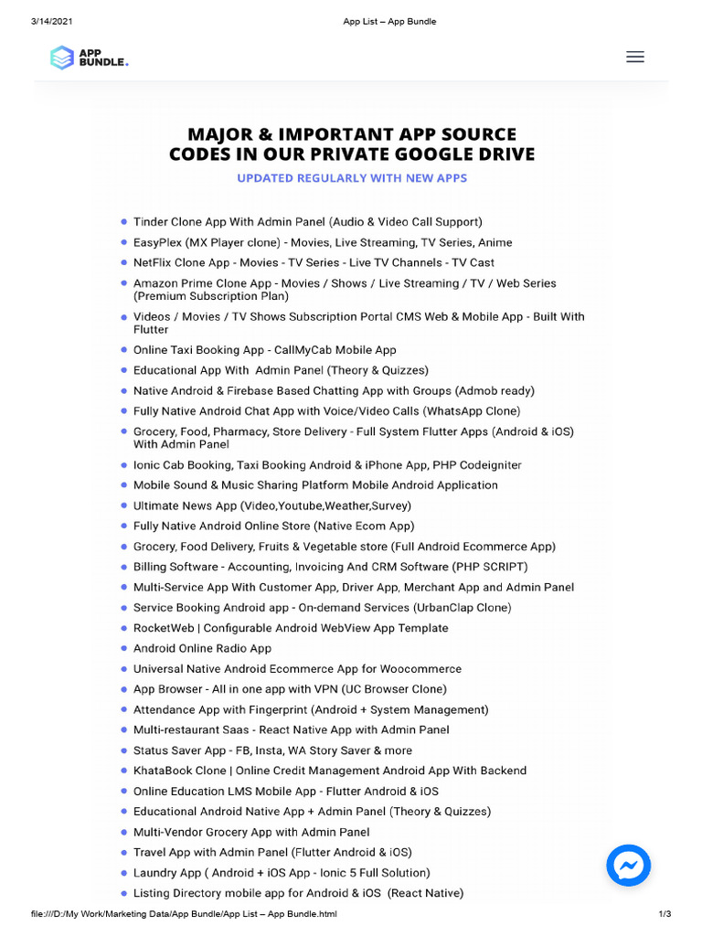 Comprehensive App List Overview | PDF