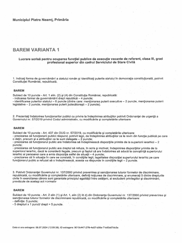 Barem Stare Civila 07 2024 | PDF