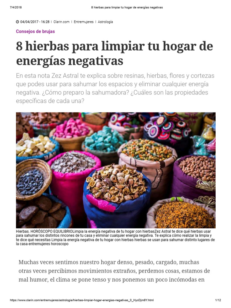 8 Hierbas para Limpiar Tu Hogar de Energías Negativas | PDF | Incienso