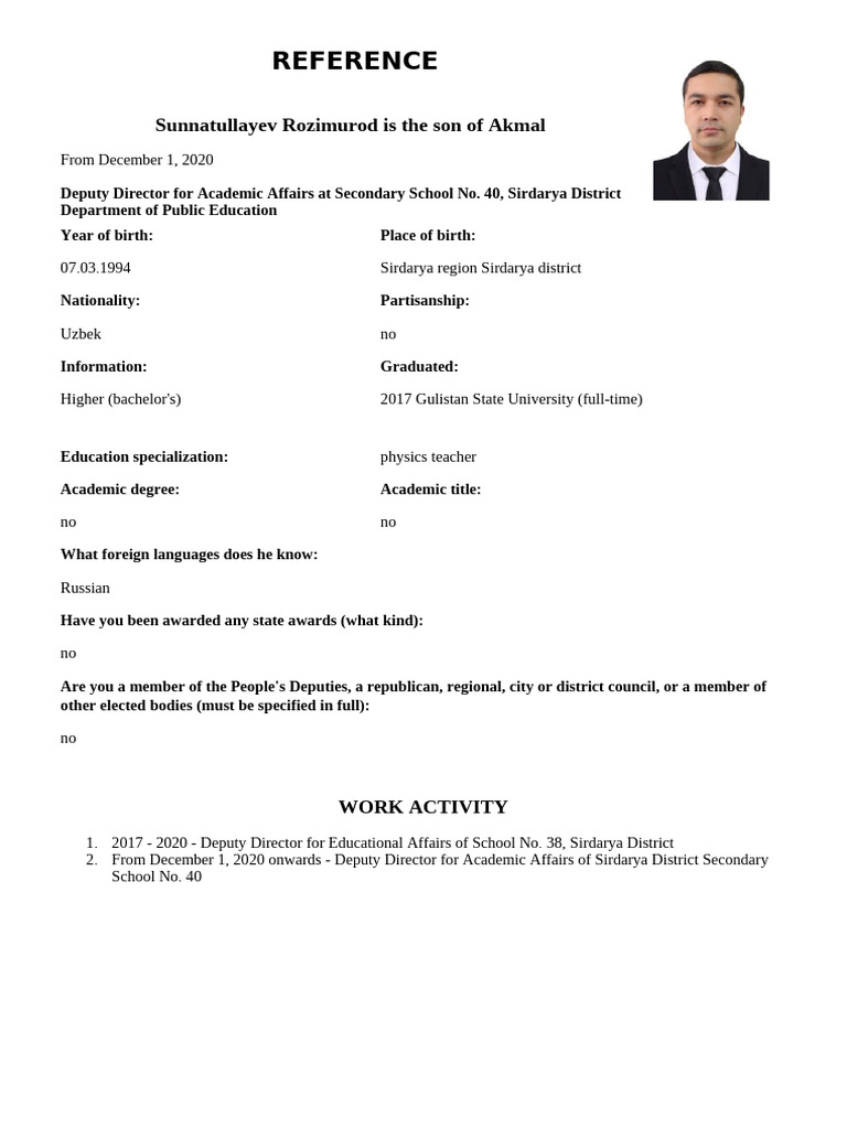 40 Maktab Sunnatullayev | PDF
