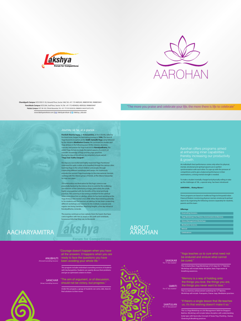 Aarohan: Yoga & Counseling Programs | PDF | Yoga | Meditation