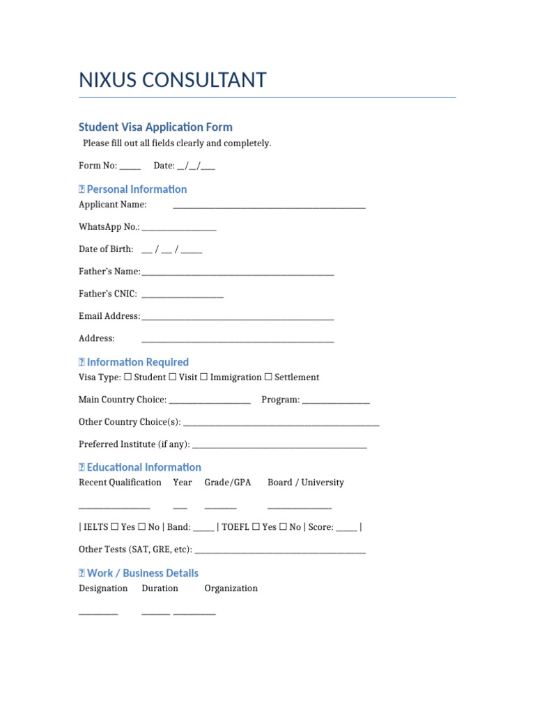 NIXUS_Student_Visa_Application_Form | PDF