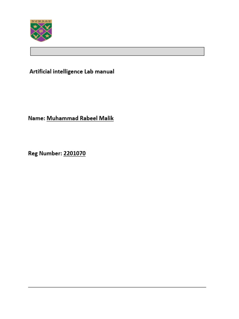 Artificial Intelligence Lab Manual | PDF | Artificial Intelligence | Intelligence (AI) & Semantics