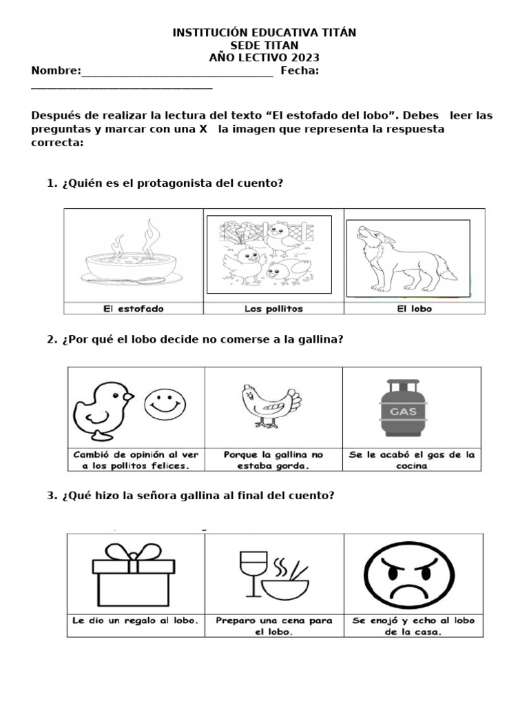 Eval. Español Estofado Del Lobo | PDF
