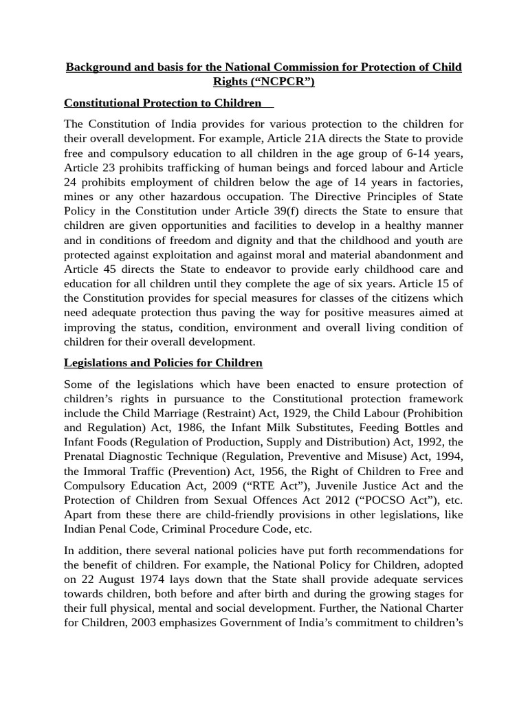 Background and Basis For The National Commission For Protection of ...
