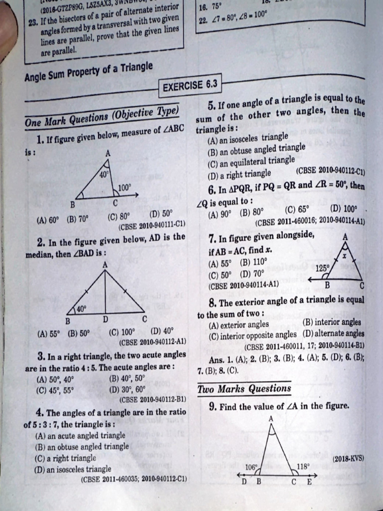 Maths Triangle Questions For Entrence | PDF | Triangle | Geometric Shapes