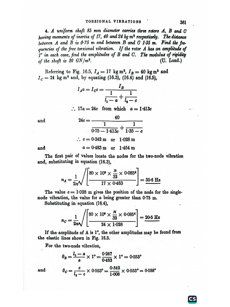 Torsional Vibration Math by Mechanics | PDF