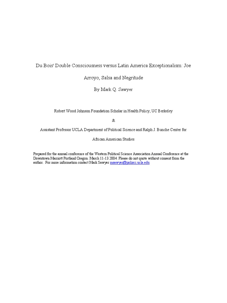 Du Bois' Double Consciousness in Latin America | PDF | Race (Human ...