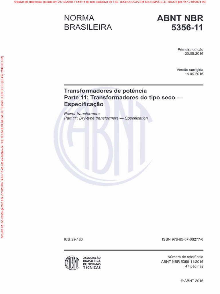 NBR 5356-11. - FEISMO - Com Web Standards-Based Platform | PDF