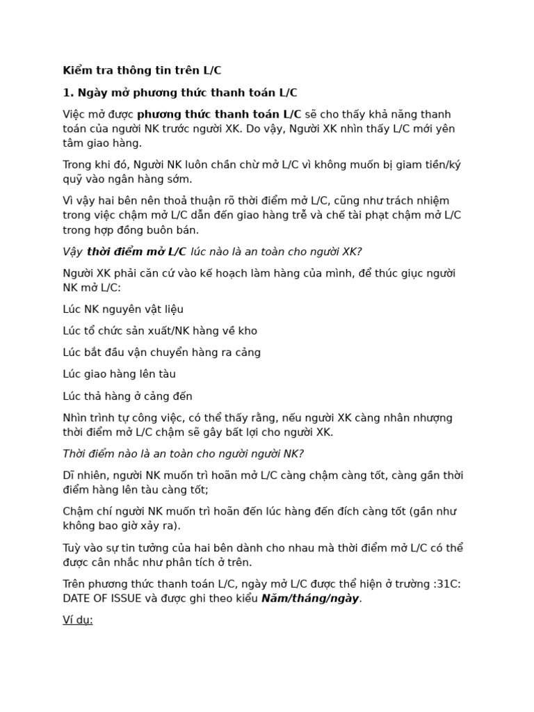 Kiểm Tra Thông Tin Trên LC | PDF