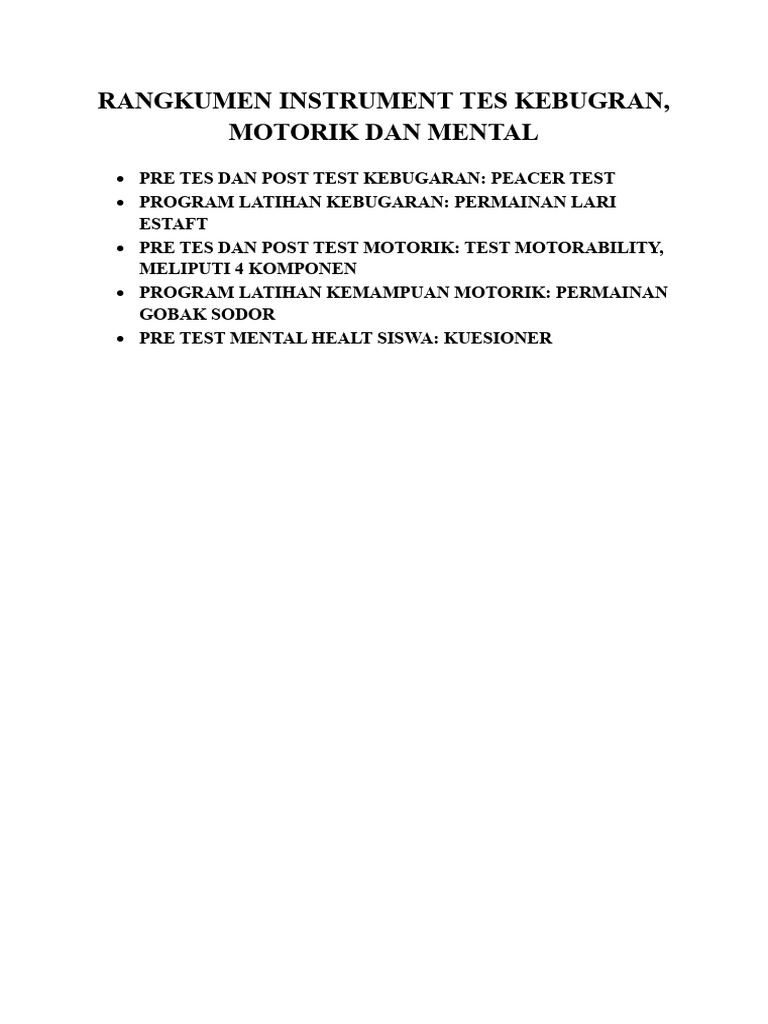 PK-Tes Kebugaran dan Motorik (1) | PDF