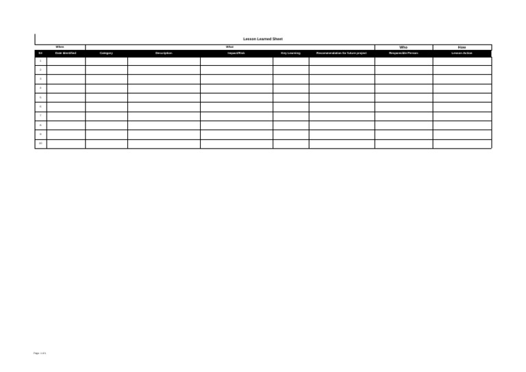 Lessons Learned Sheet | PDF