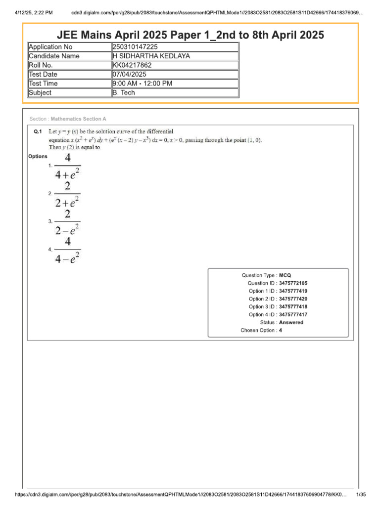 JEE Answers 2 | PDF