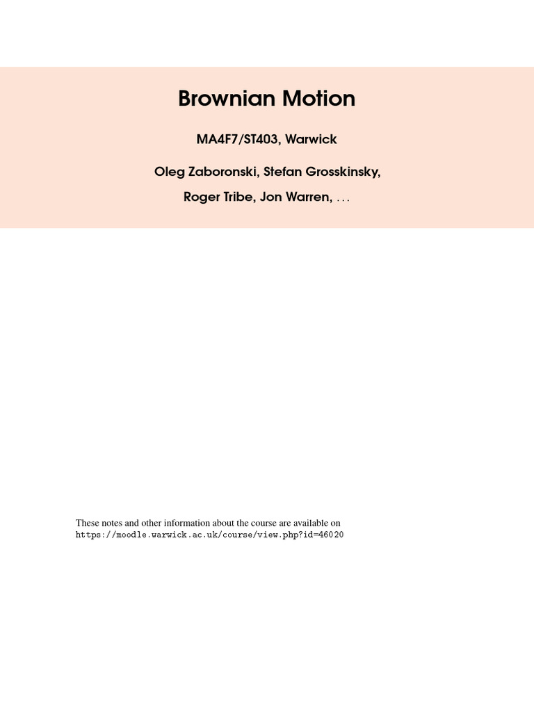 Understanding Brownian Motion Concepts | PDF | Stochastic Process ...