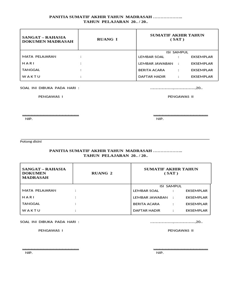 Sampul Naskah Soal SAT Madrasah | PDF