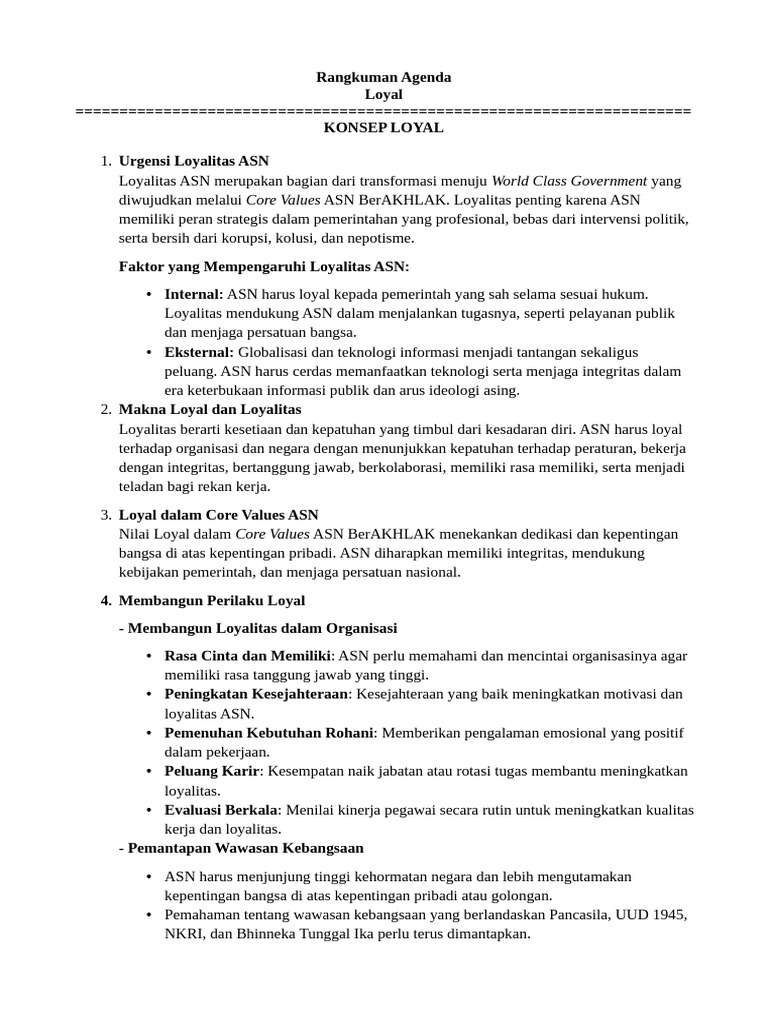 Ringkasan Modul Loyal | PDF