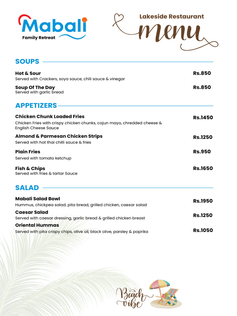 Lakeside Restaurant Menu 1 | PDF | Kebab | Pasta