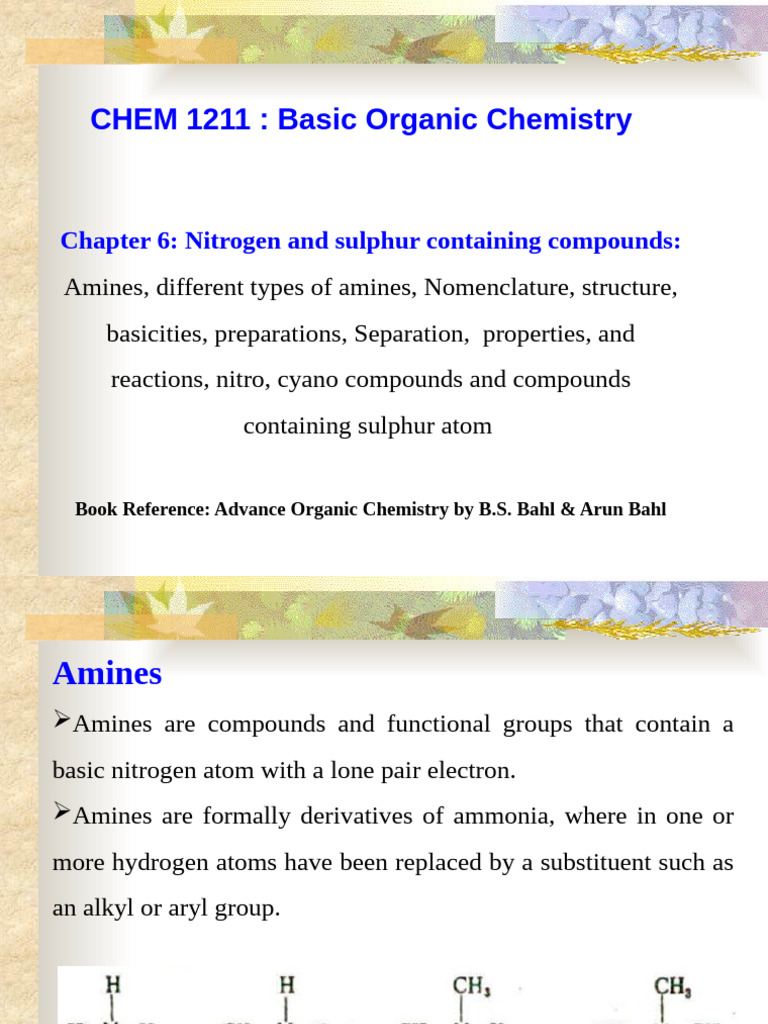 Ch 6 N&S Containing Compounds | PDF | Amine | Ammonium