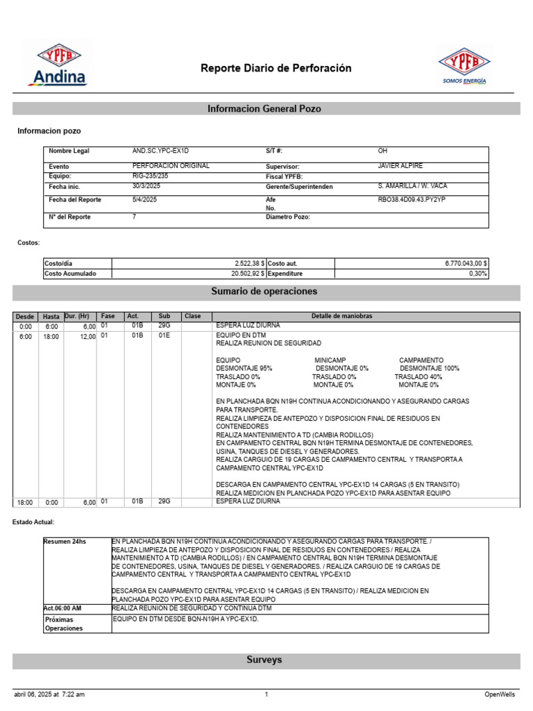 Reporte YPC-EX1D | PDF