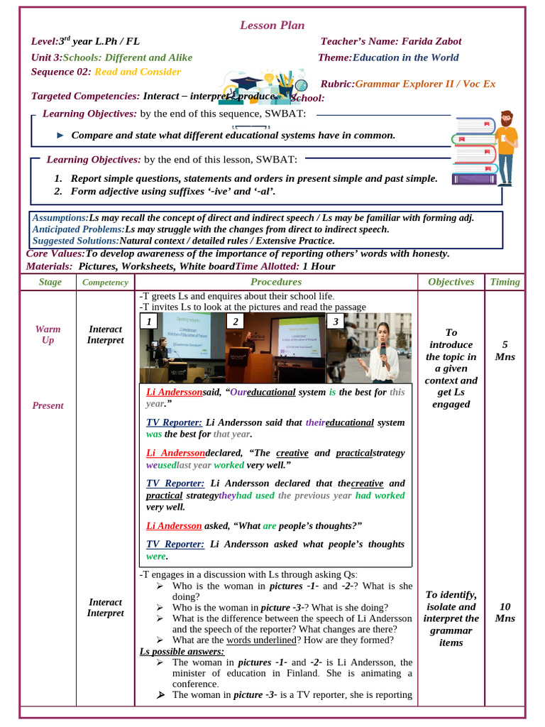 Ammar Explorer II Vocab Ex Lesson Plan | PDF | Verb | Adjective