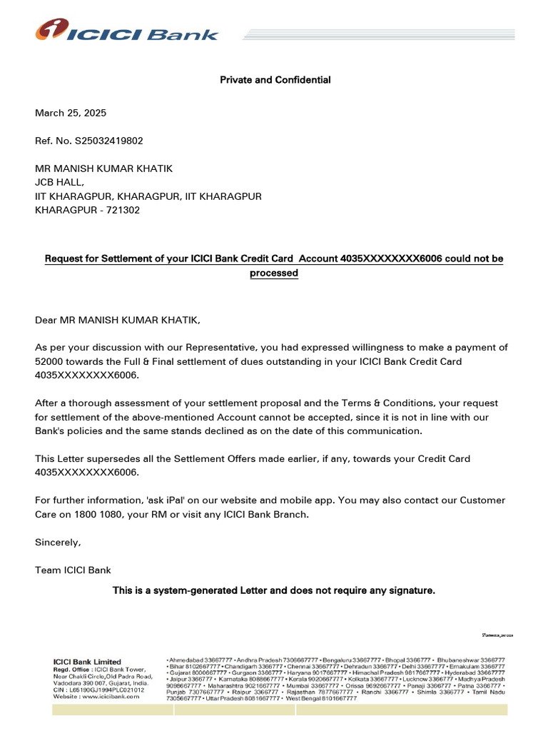 Settlement Letter | PDF