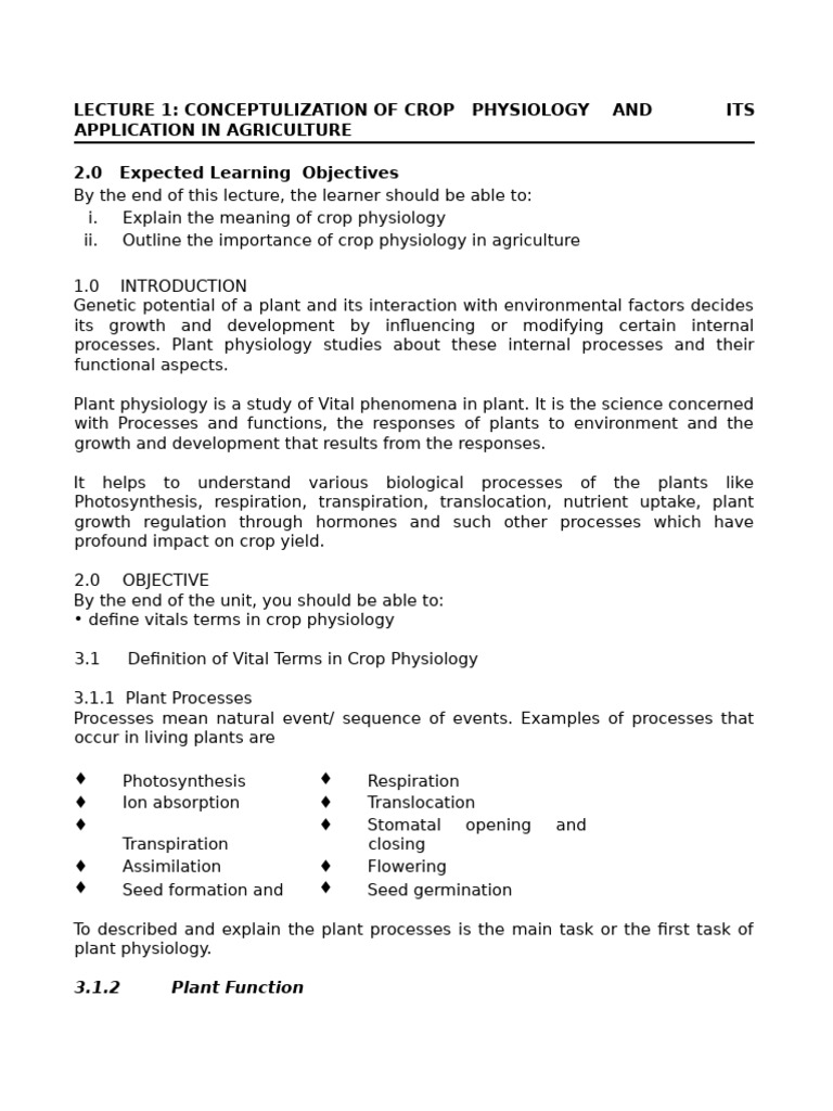 Lecture 1 Conceptualization Of Plant Physiology P Pdf Plant