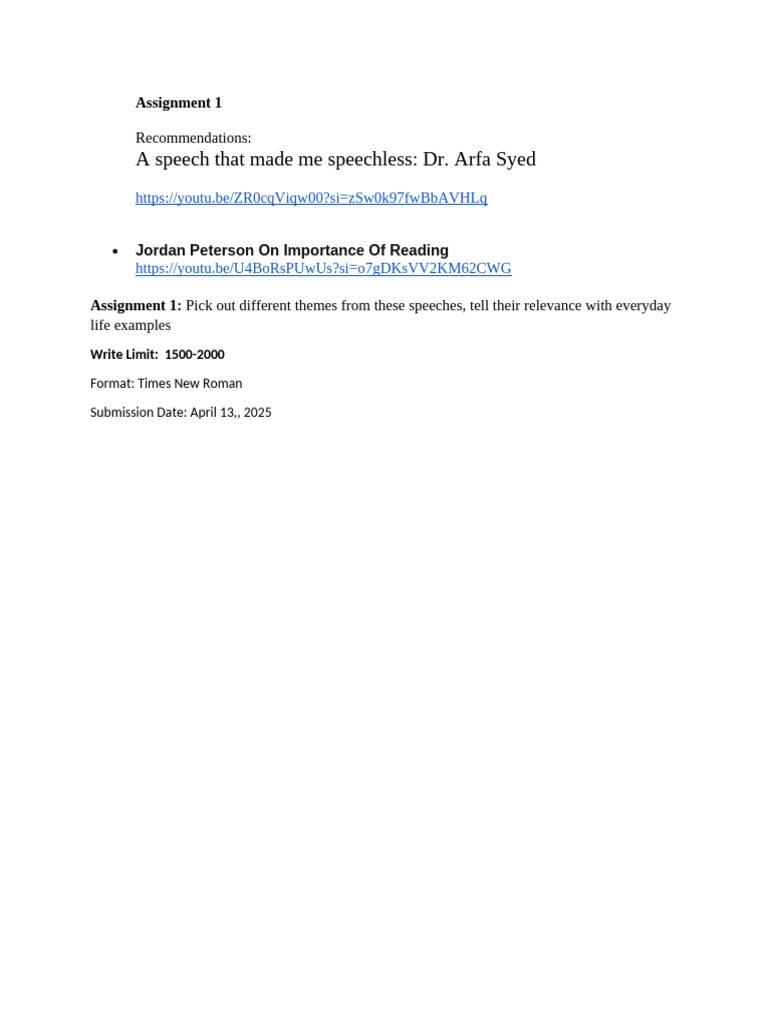 Assignment 1 - of World Literature (Speeches) | PDF