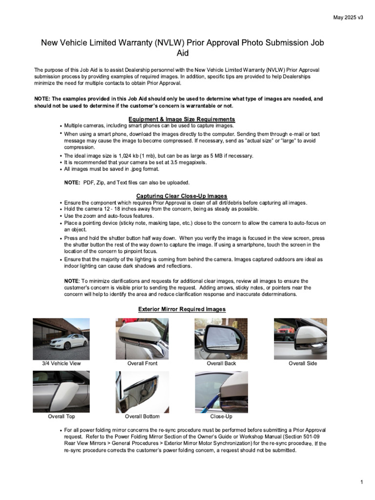 NVLW Prior Approval Program Photo Submission Job Aid | PDF