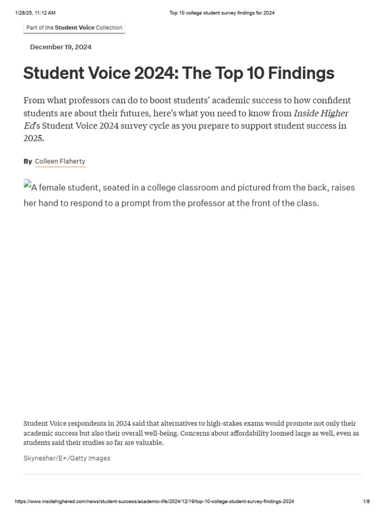 Top 10 College Student Survey Findings For 2024 | PDF | Mental Health ...