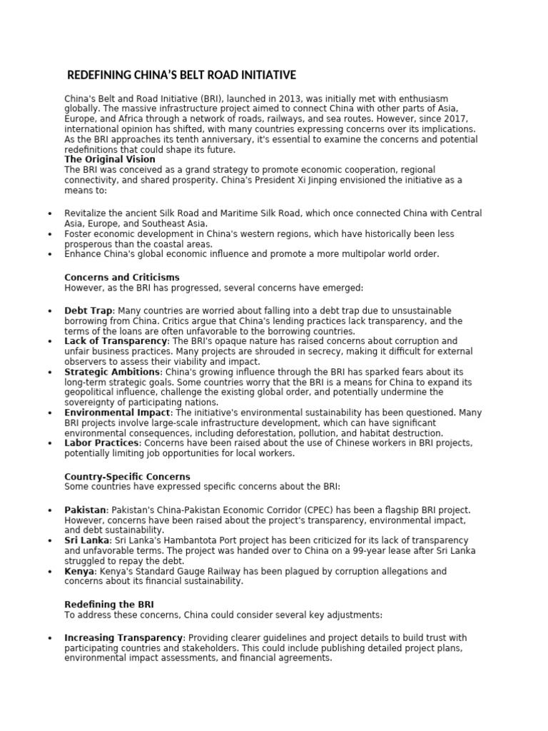 Redefining China's Belt Road Initiative | PDF | Economies