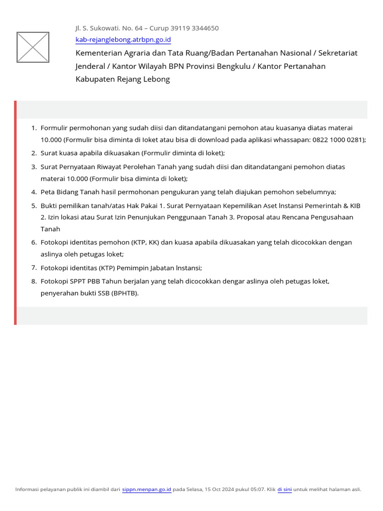 Unduh Standar Pelayanan - Permohonan SK Pemberian Hak Pakai Instansi Pemerintah | PDF