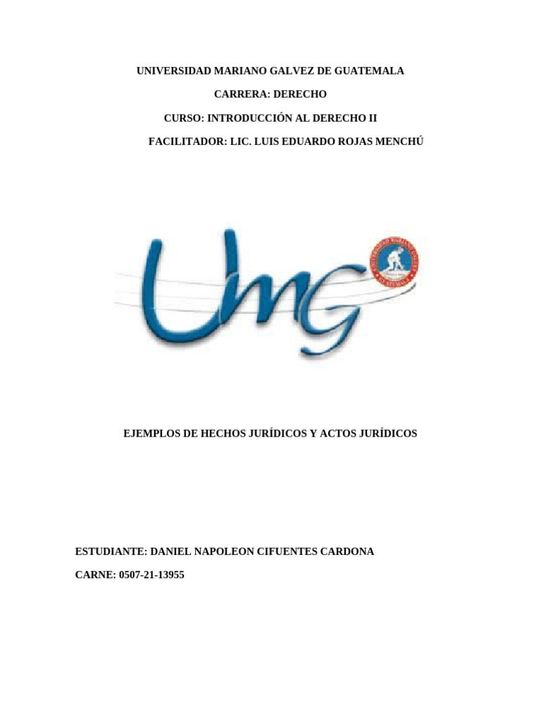EJEMPLOS DE HECHOS Y ACTOS JURÍDICOS | PDF